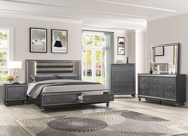 Grey bedroom set with led lights store
